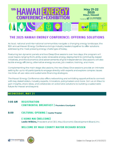 Program - Hawaii Energy Conference
