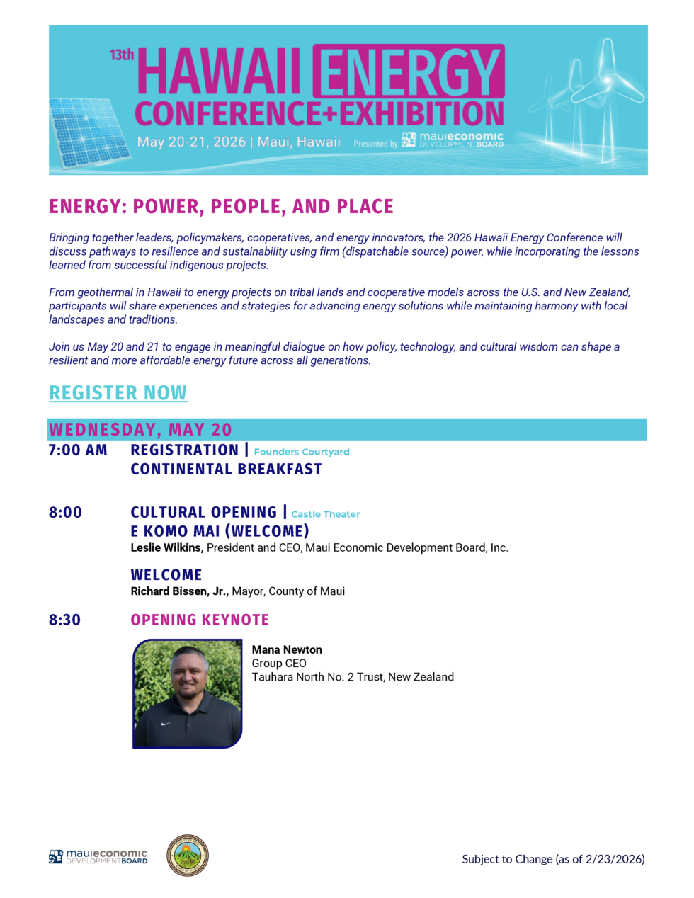 Program - Hawaii Energy Conference
